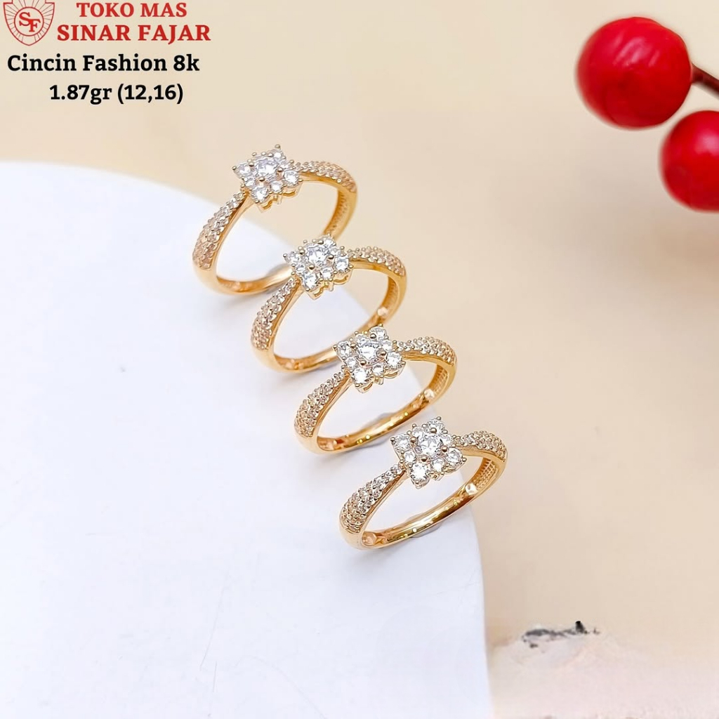 Jual Cincin Fashion Emas Diamond Looks Mewah Kadar 8k/375% Berat Mulai ...