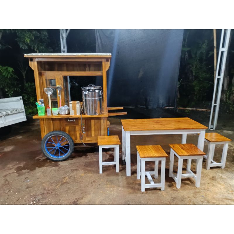 Jual gerobak bakso keliling roda tiga komplit dan satu set meja kursi ...