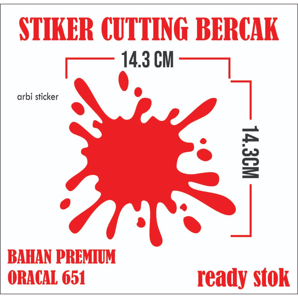 Jual stiker cutting bercak - 1warna- bahan premium - 14,3cm x 13cm ...