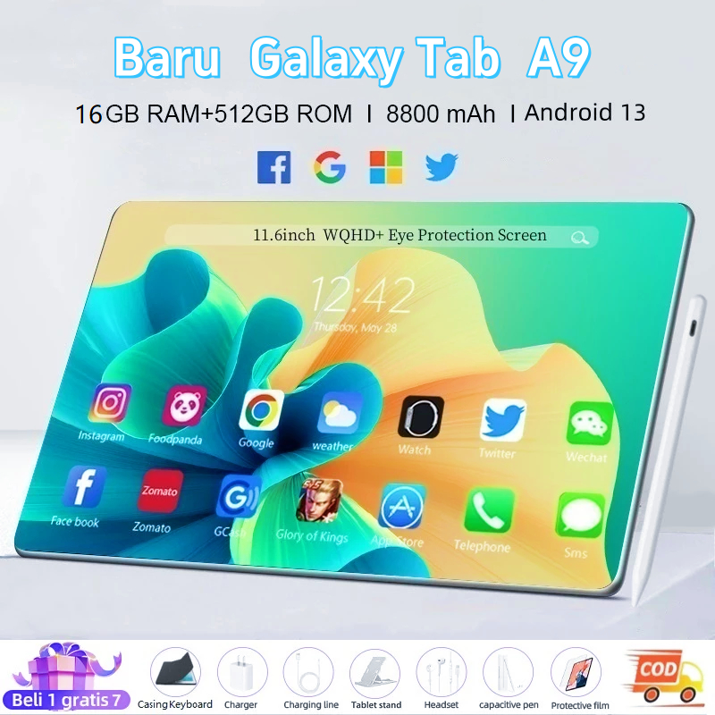 Jual Baru Tablet A9 11.6inch 16GB+512GB 8800mAh Tablet Android 13 Dual ...