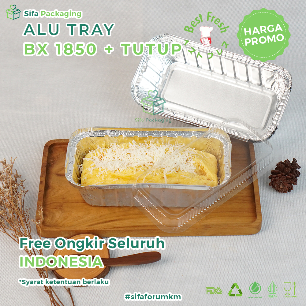 Jual Alumunium Foil Tray Cup BX 1850 + Tutup Spaghetti Brulee Lasagna Mentai Dimsum Mentai ...