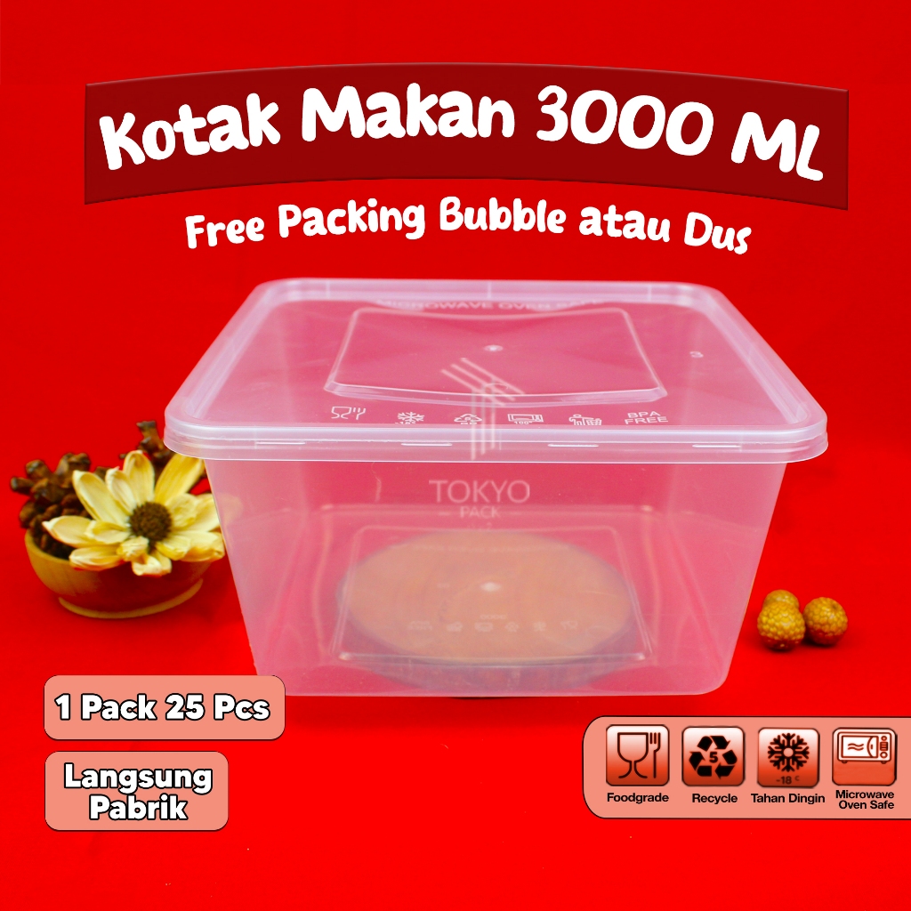 Jual KOTAK MAKAN PERSEGI 3000ML - BOX THINWALL FOOD CONTAINER MURAH ...