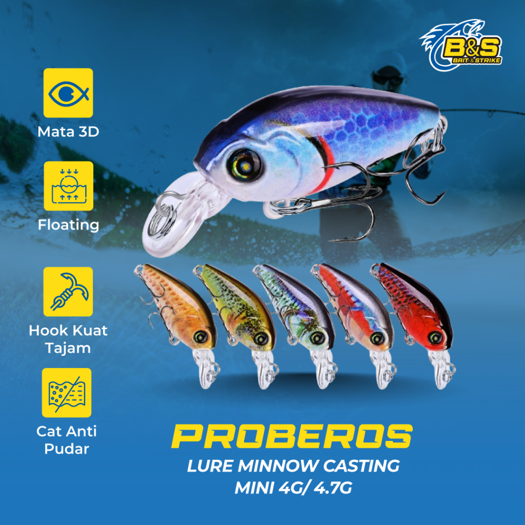 Jual Proberos Lure minnow 4g/4.7g umpan Pancing casting minnow mini ...