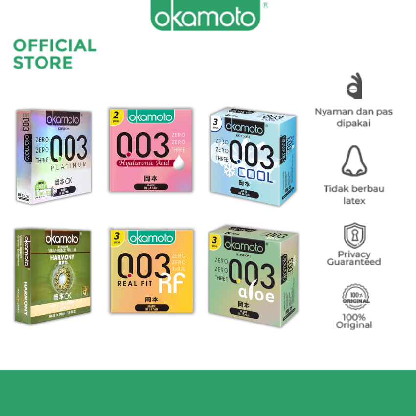 Jual Kondom Tipis Jepang Okamoto 003 Platinum / Real Fit / Aloe / Hyaluronic | Shopee Indonesia