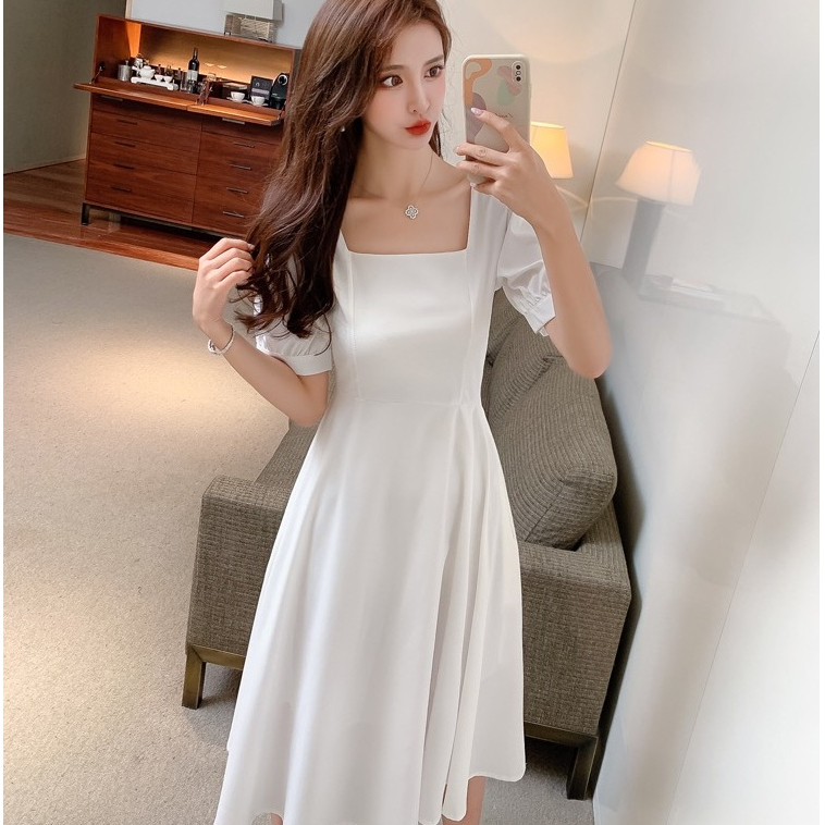 Jual Hertha Duga baju midi dress putih panjang natal wanita kekinian ...