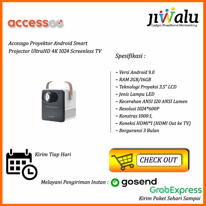 Jual Proyektor Android Smart Projector UltraHD 4K 1024 Screenless TV ...