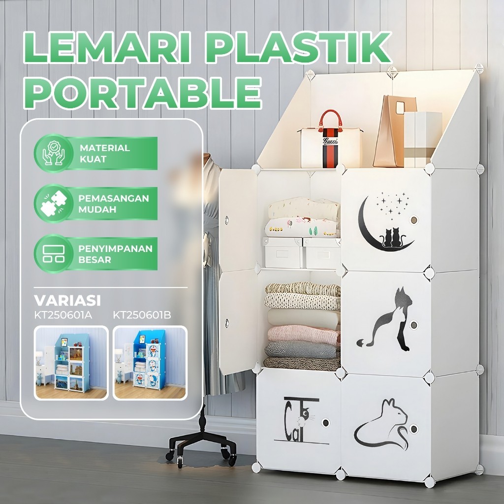 Jual lemari plastik lemari pakaian 6 muka 6 slot Dengan pagar plastik ...