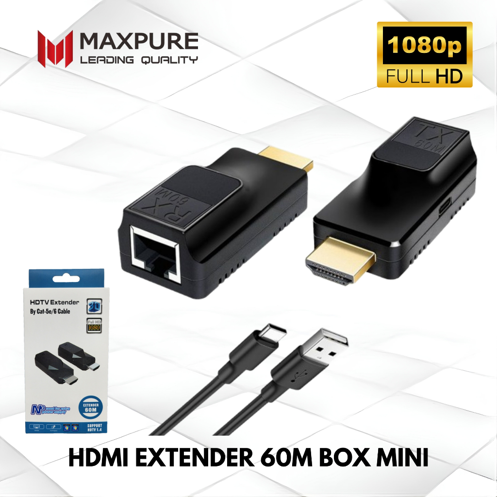 Jual HDMI Over Ethernet Extender Cat5/6 1080P 60M - AM40 - Black ...