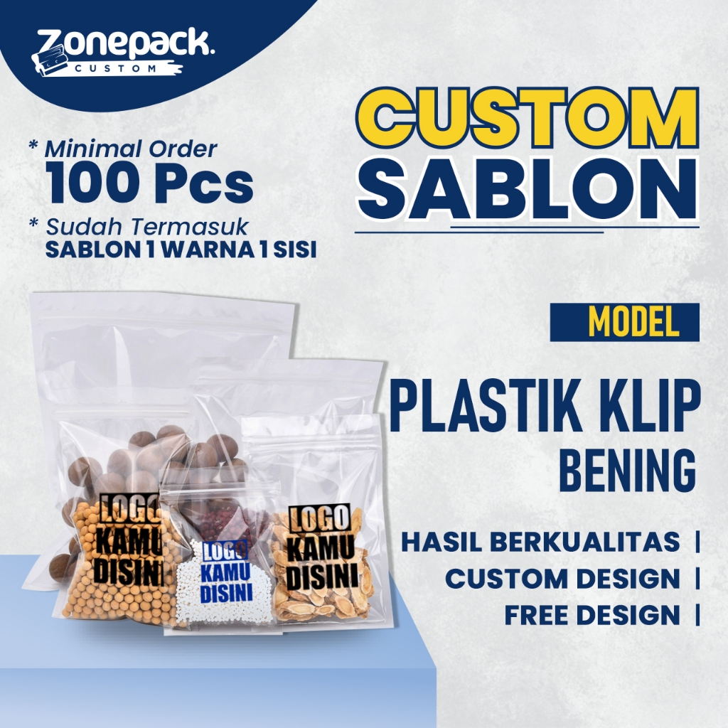 Jual Sablon Plastik Klip Bening | Sablon 1 Warna 1 Sisi Custom Free ...