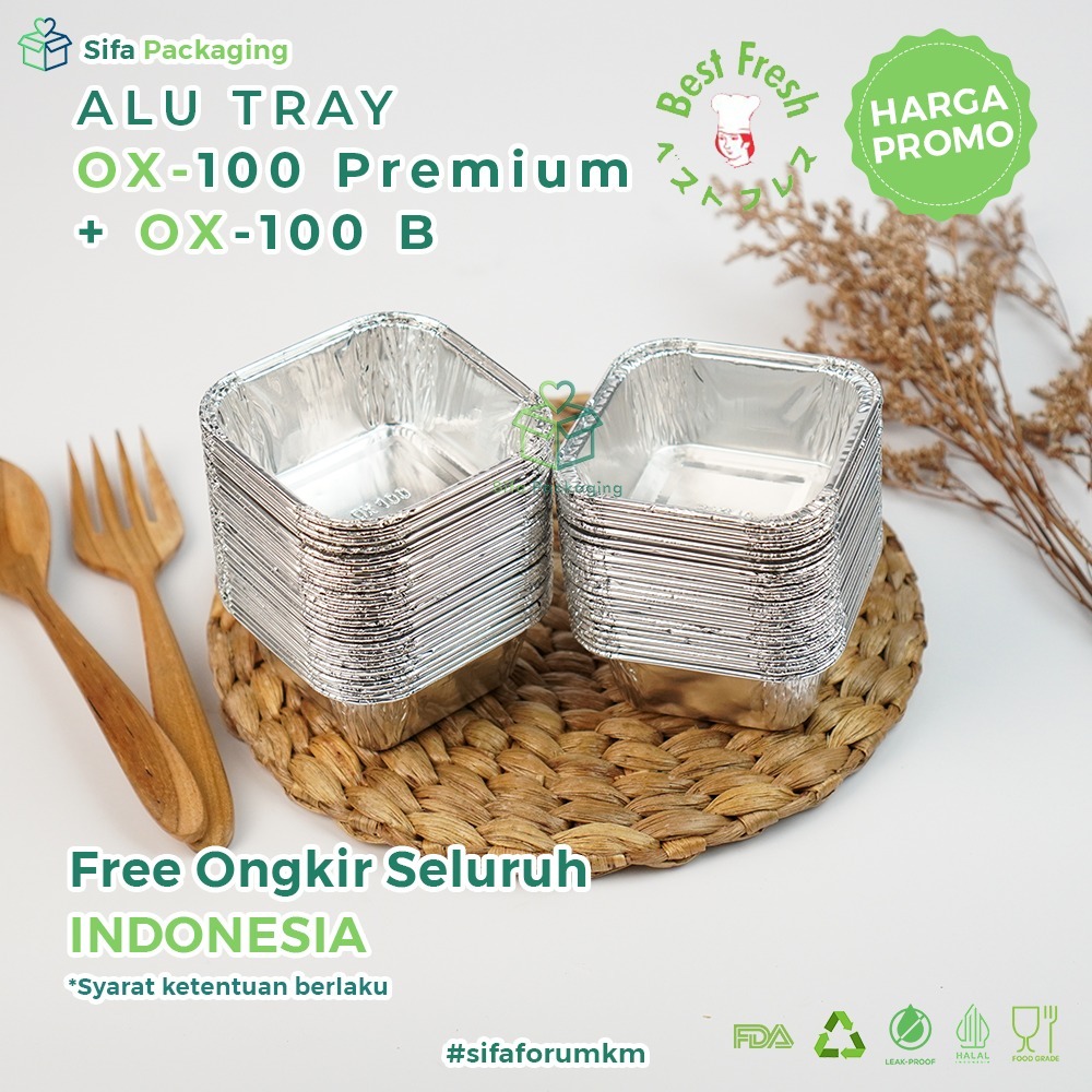Jual Alumunium Foil Tray Cup OX 100 Macaroni Schotel Klapertart Pastel Tutup Brownies Cake Bolu ...