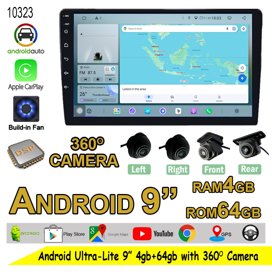 Jual Brainbox Head Unit Ultra Lite Mobil Android 9 Inch 4GB + 64GB with ...
