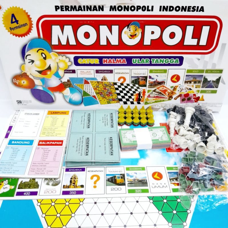 Jual MONOPOLI INDONESIA Ukuran BESAR Board Game Big Size Catur Halma ...