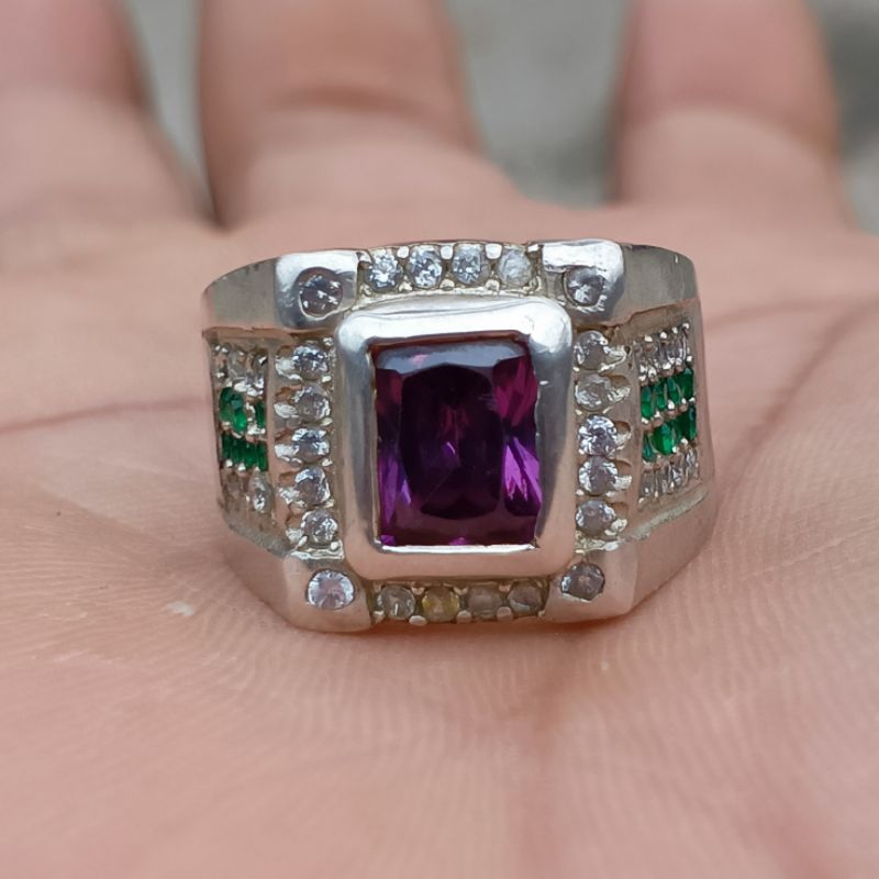 Jual batu kecubung amethys ring perak mewah | Shopee Indonesia