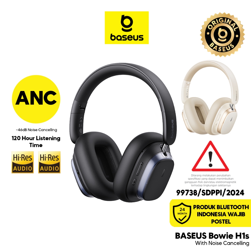Jual Baseus Bowie H1s ANC IPX4 Noise-Cancellation Wireless Headphone Gaming Bluetooth 5.4 ...