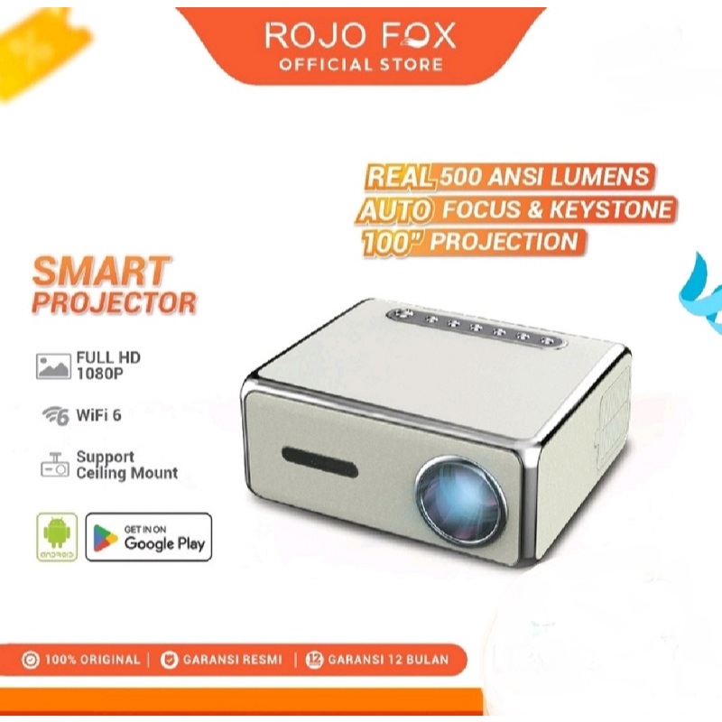 Jual Proyektor Android 4K full HD ROJO FOX infocus proyektor laptop ...