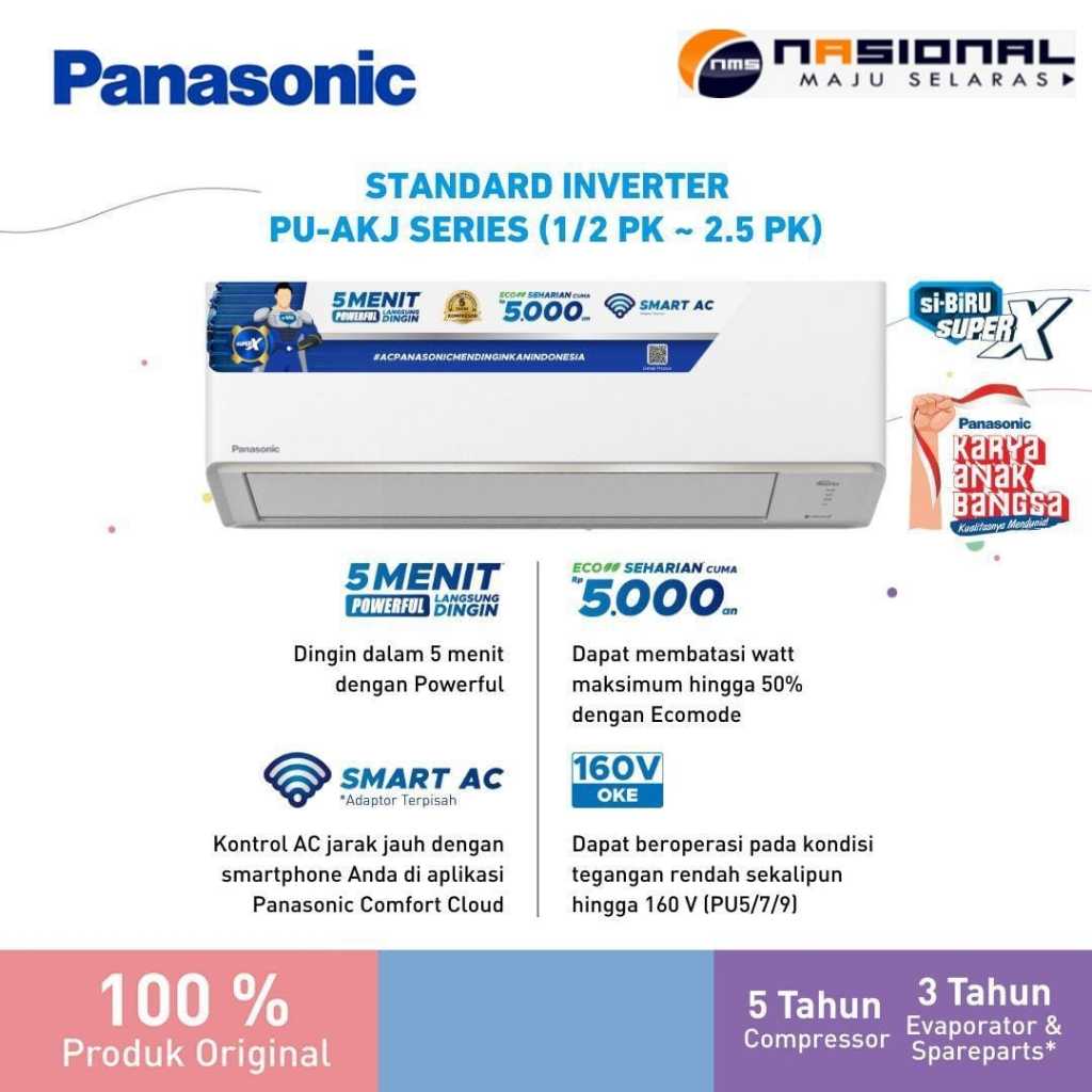 Jual PANASONIC AC SPLIT STANDART INVERTER 1,5 PK CS/CU PU12AKJ | Shopee Indonesia