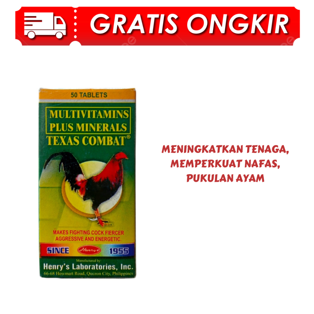 Jual TEXAS COMBAT 50 TABLETS - Super Multivitamin Vitamin Suplemen Ayam ...