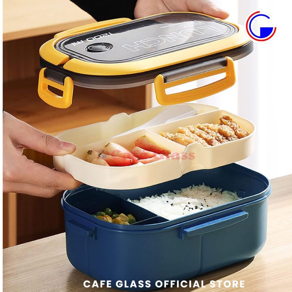 Jual LUNCH BOX SET | BEKAL MAKAN ANTI TUMPAH | 0240 TEMPAT MAKAN 1100ML | Shopee Indonesia
