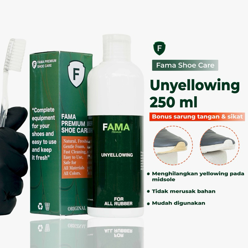Jual FAMA-Unyellowing Sepatu 250Ml -Pemutih sol Sepatu-Bonus Sarung ...
