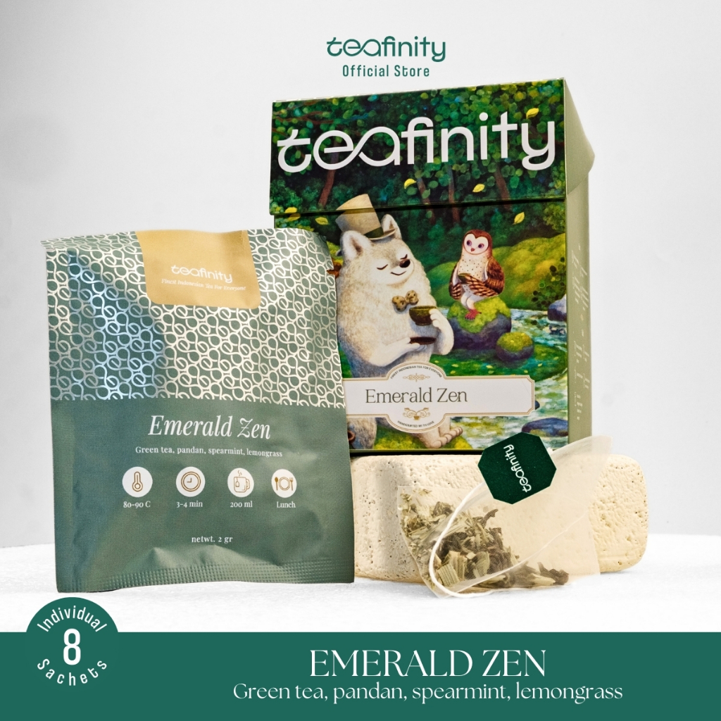 Jual Teafinity Emerald Zen | Box| Green Tea Pandan Spearmint Lemongrass ...