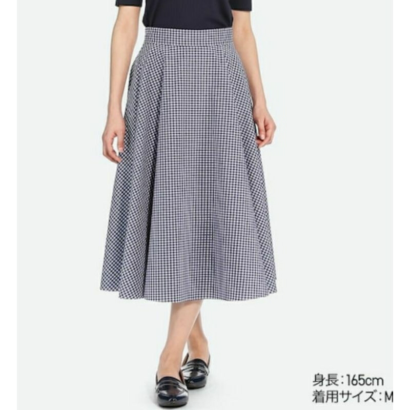 Jual UNIQLO GINGHAM SKIRT HIGHWAIST BLACK RETRO CHECKERED FLARE ROK ...