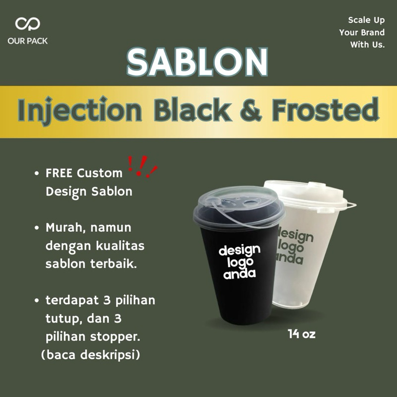 Jual Sablon Cup Thinwall Gelas PP Injection Black & Frost 14 oz ...