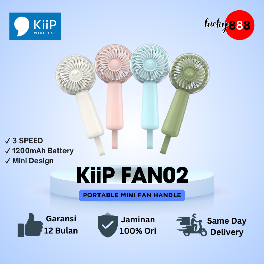 Jual KiiP FAN02 Mini Kipas Angin Portable 1200mAh Rechargeable 3Speed | Shopee Indonesia