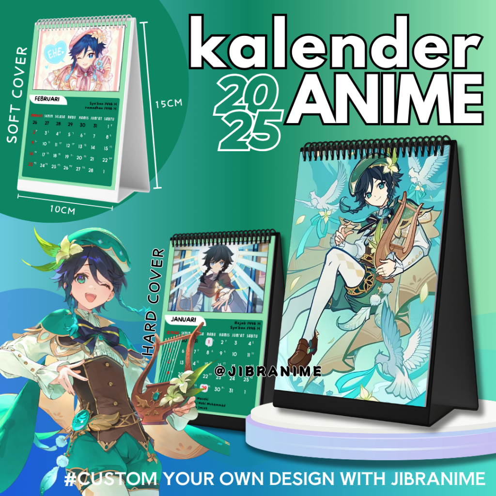 Jual Calendar / kalender meja 2025 anime Venti Genshin Impact / Custom ...