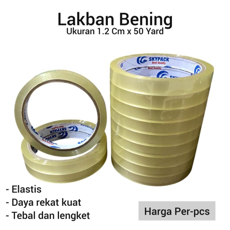 Jual Lakban Bening 1.2 Cm x 50 Yard Per-pcs Packing Pengemasan | Shopee ...