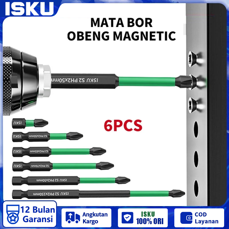 Jual ISKU Mata Bor Obeng Set Magnetic 6pcs/Screwdriver Set 6pcs Mata ...