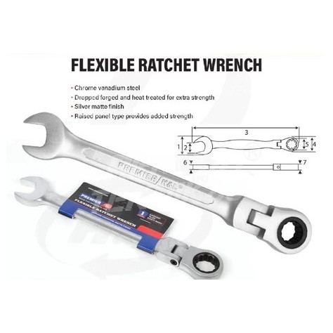 Jual HL PREMIER Kunci Ring Pas Fleksibel Ratchet 8,10,12,14,18,22mm Kombinasi TEKIRO Flexible ...