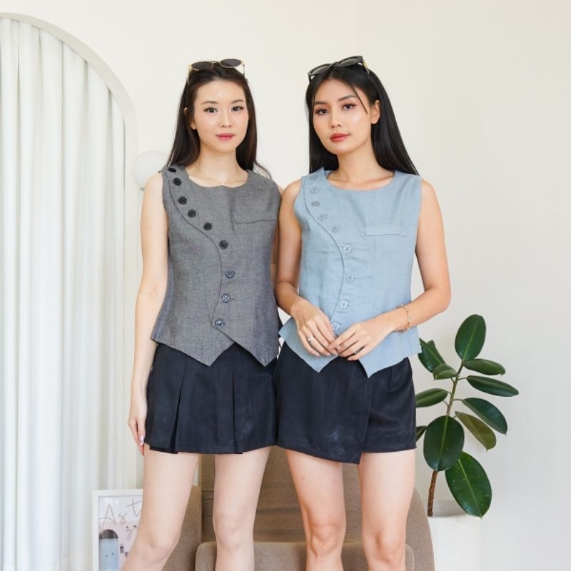 Jual Charlena Vest - Rompi Semi Denim Wanita Lucu untuk Kerja Kantor ...