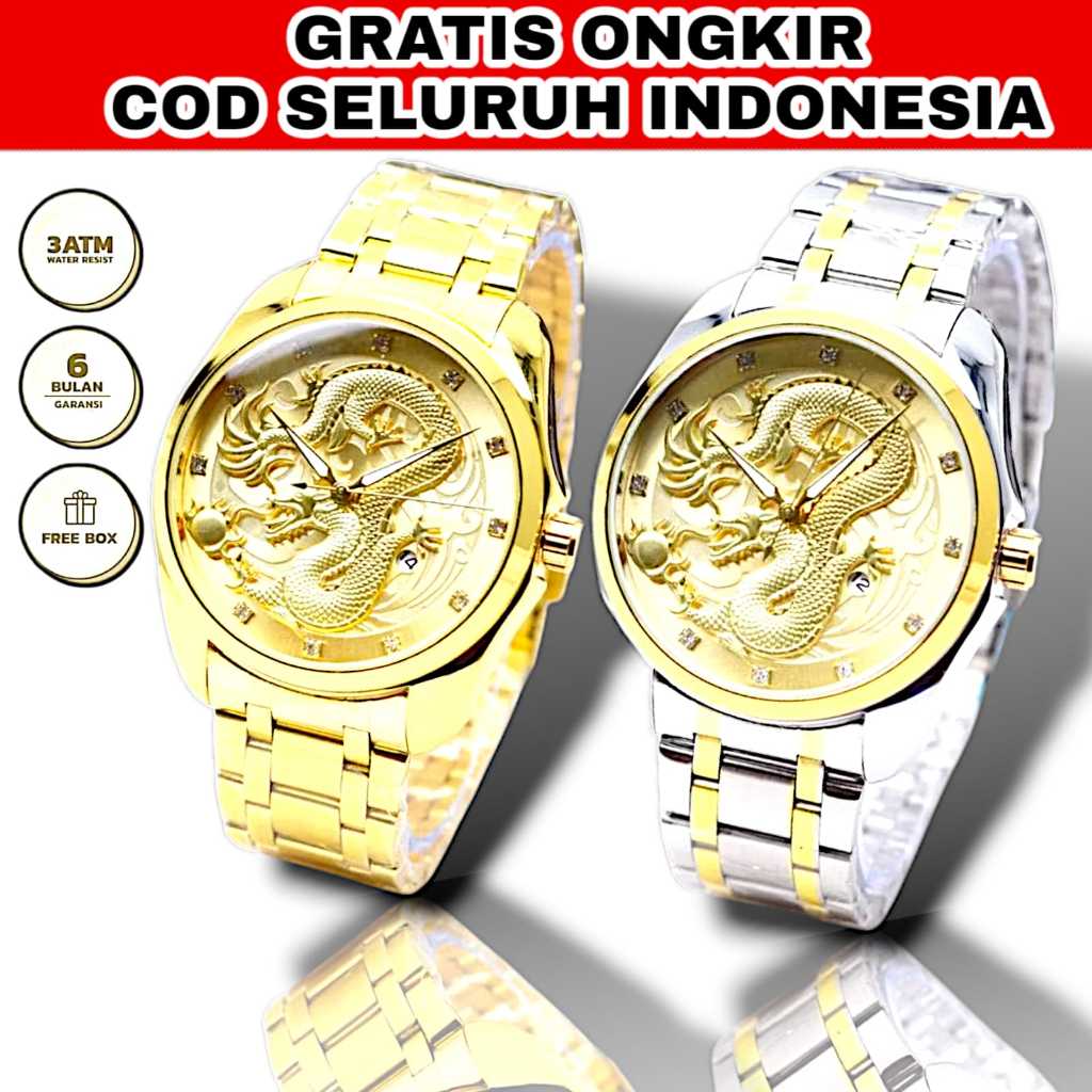 Jual Jam Tangan Pria Sport Rolex Naga / Dragon Rantai Cowok Tanggal Aktif | WJ-039 | Shopee ...