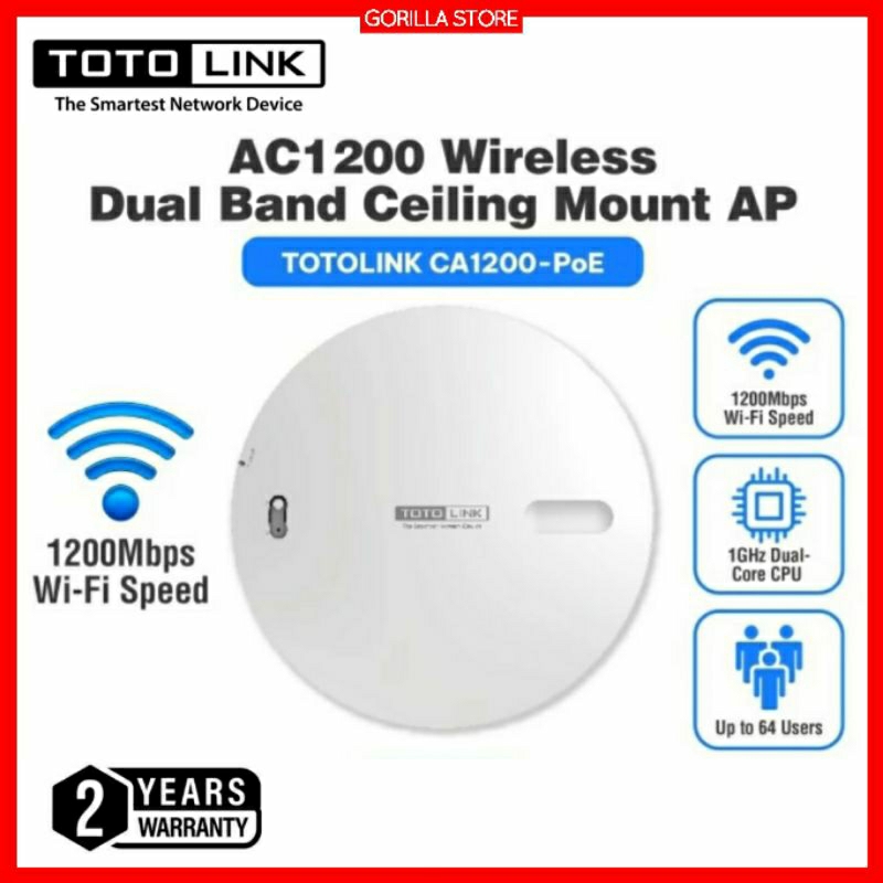 Jual Totolink CA1200-POE - AC1200 Wireless Dual Band Ceiling Mount AP ...