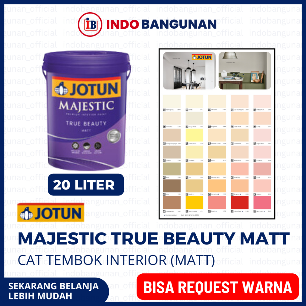 Jual CAT TEMBOK INTERIOR JOTUN MAJESTIC TRUE BEAUTY MATT 20LT / BISA REQUEST CUSTOM WARNA PUTIH ...