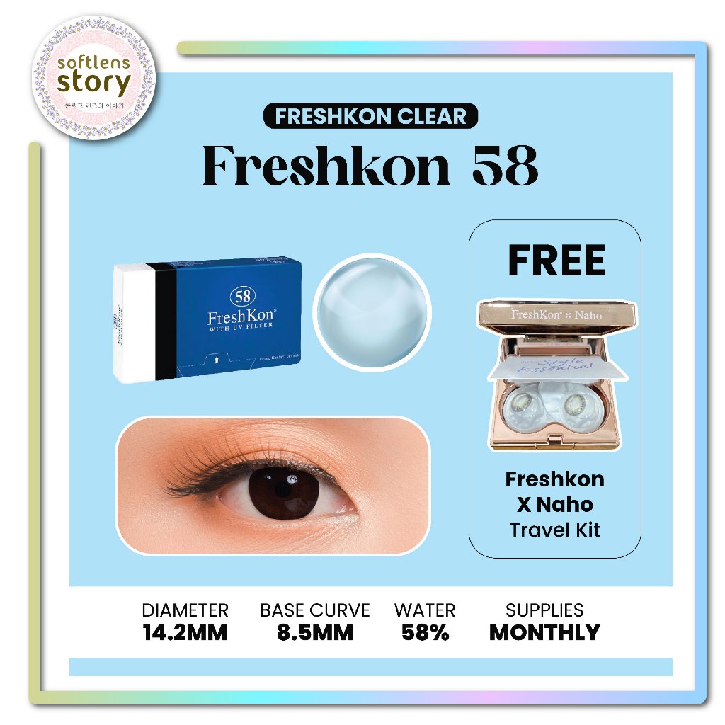 Jual Freshkon 58 Clear 3 Pasang Softlens Bening Bulanan | Shopee Indonesia