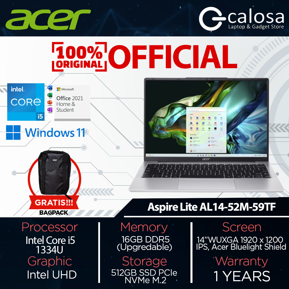 Jual Acer Aspire Lite AL14-52M 59TF Intel Core i5-1334U RAM 16GB 512GB ...