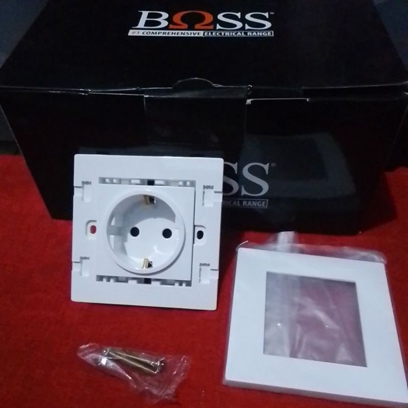 Jual stopkontak merek boss warna putih/ stopkontak 1 gang / 1 lobang ...