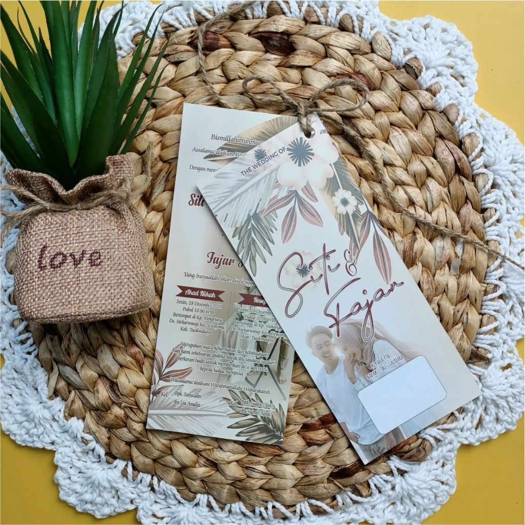 Jual Undangan Hang Tag Tali Rami Murah Elegan Mewah Undangan Pernikahan ...