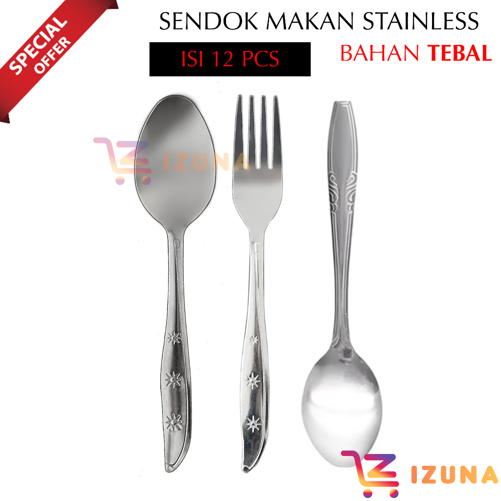 Jual IZ - SENDOK MAKAN STAINLESS 1 PACK ISI 12 PCS / SENDOK MAKAN TEBAL ...