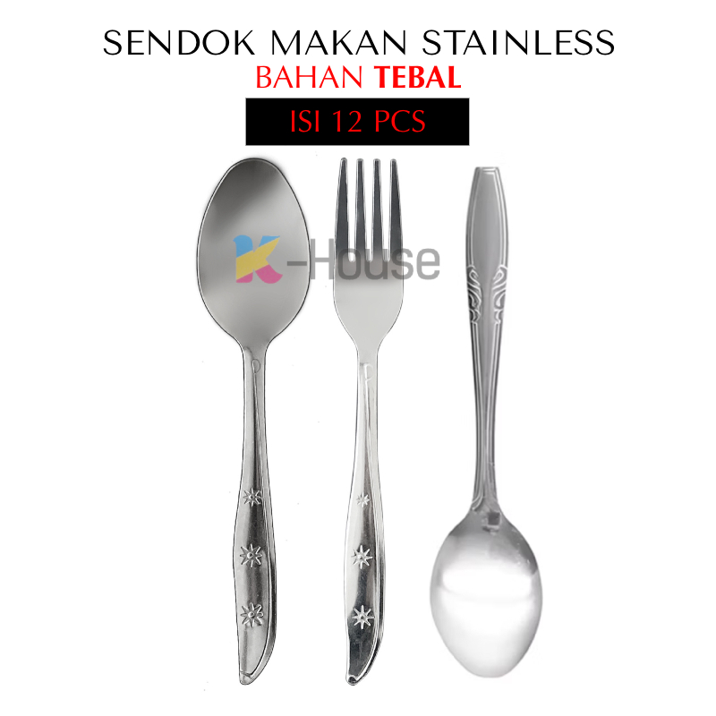 Jual KHOUSE - 12 PCS SENDOK GARPU STAINLESS STEEL / SENDOK MAKAN ...
