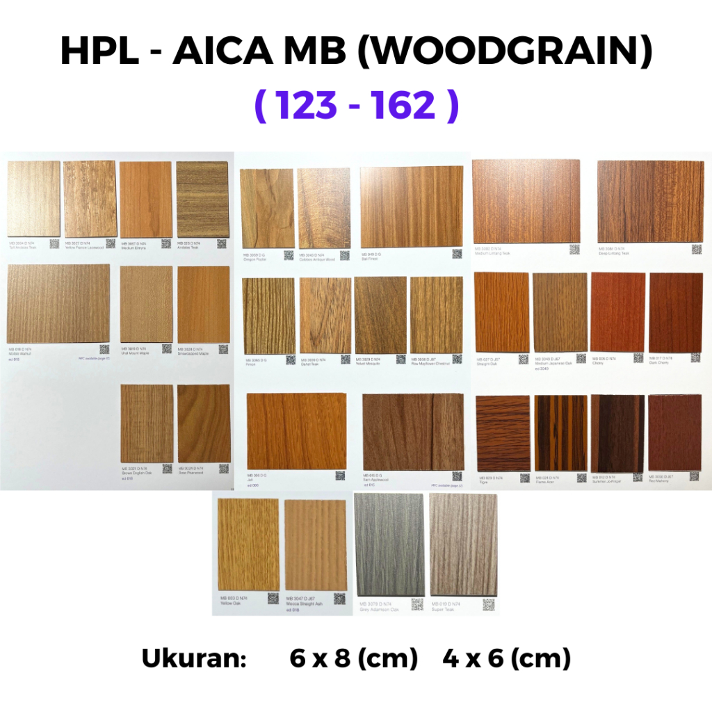 Jual Sample Material HPL AICA MB Wood Kayu (123-162) | Material ...