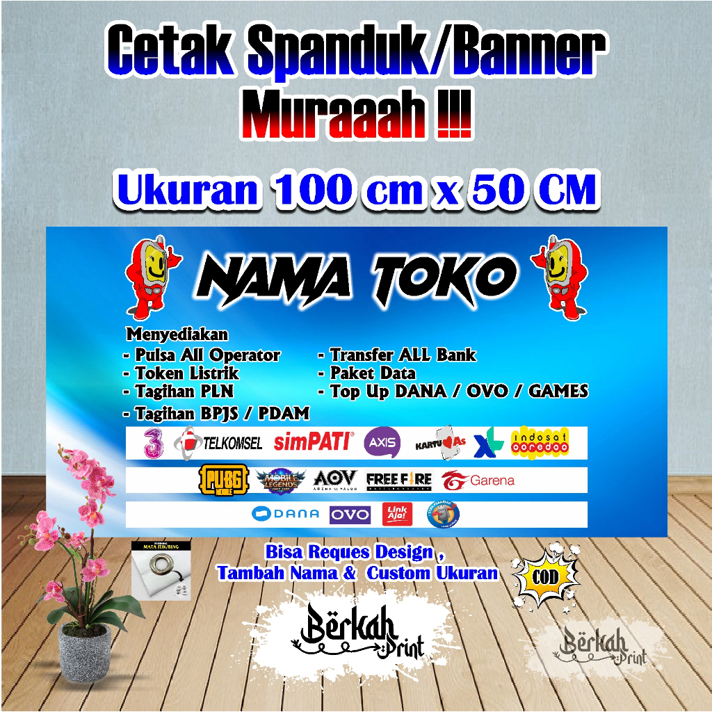 Jual Spanduk Banner Counter I Konter Ukuran 1 meter x 50 cm | Shopee ...
