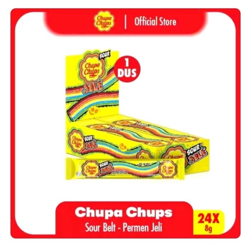 Jual Chupa Chups Sour Belt Raibow Isi 24 pcs × 7 gr | Shopee Indonesia