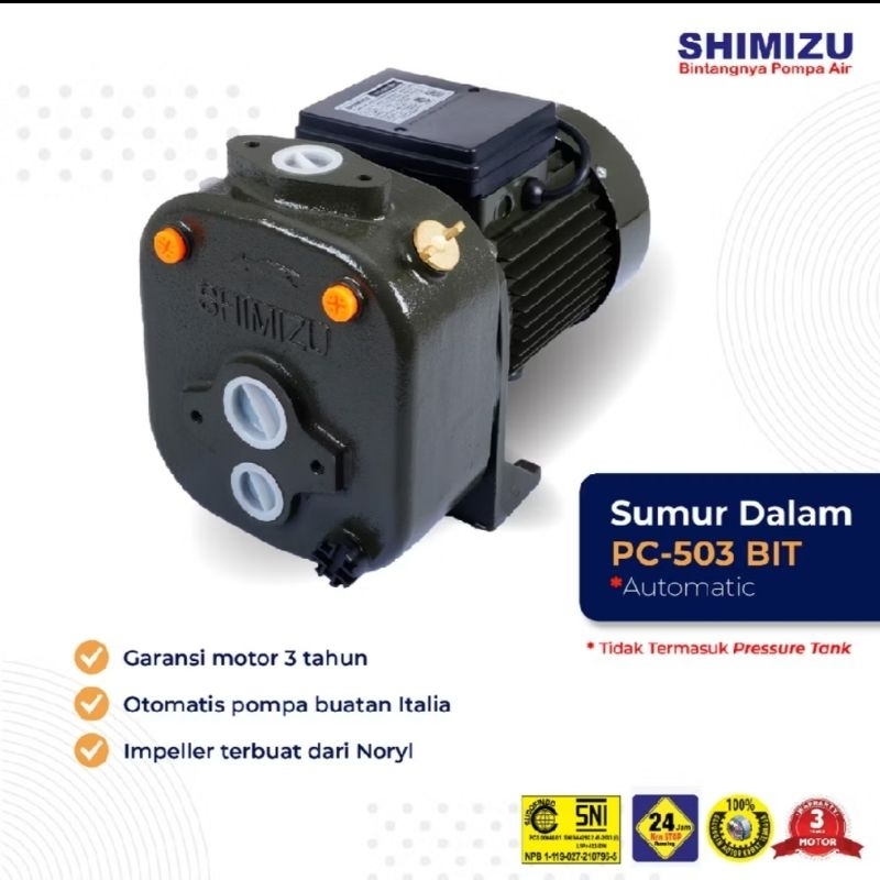 Jual Shimizu PC-503 BIT non tabung Pompa Air Jet Pump 500 watt otomatis PC 503 tanpa tangki ...