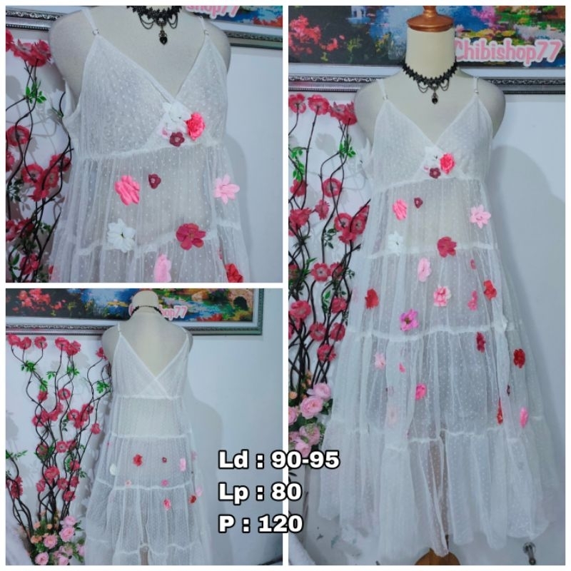 Jual outer dress tutu tile bunga timbul | Shopee Indonesia