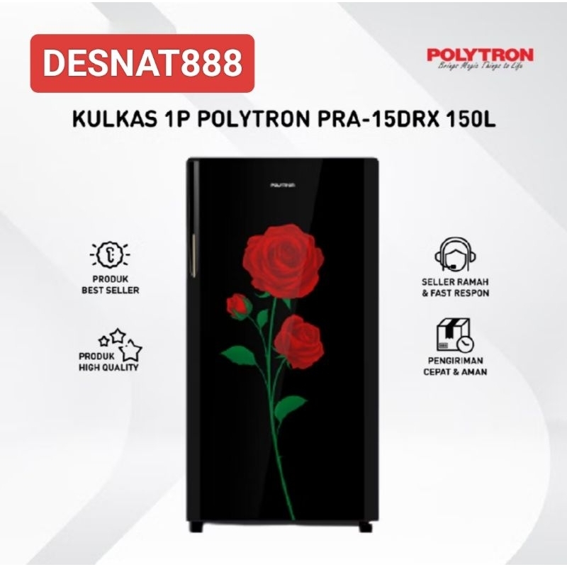 Jual KULKAS 1 PINTU POLYTRON PRA-15DRX 15 DRX 15DRX 150 LITER SEMI DEFROST WITH HANDLE | Shopee ...
