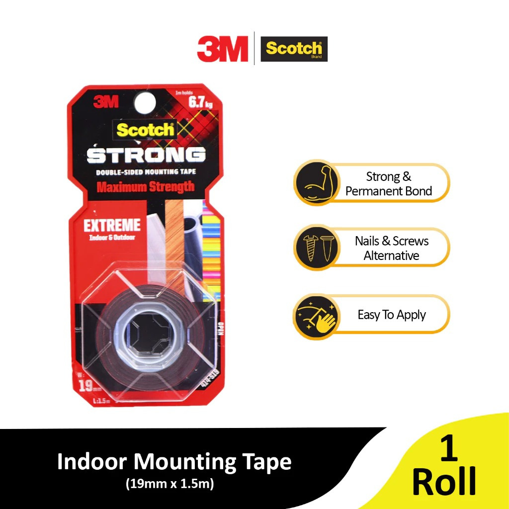 Jual Double tape / isolasi bolak balik scotch strong extreme maximun strength 3m | Shopee Indonesia