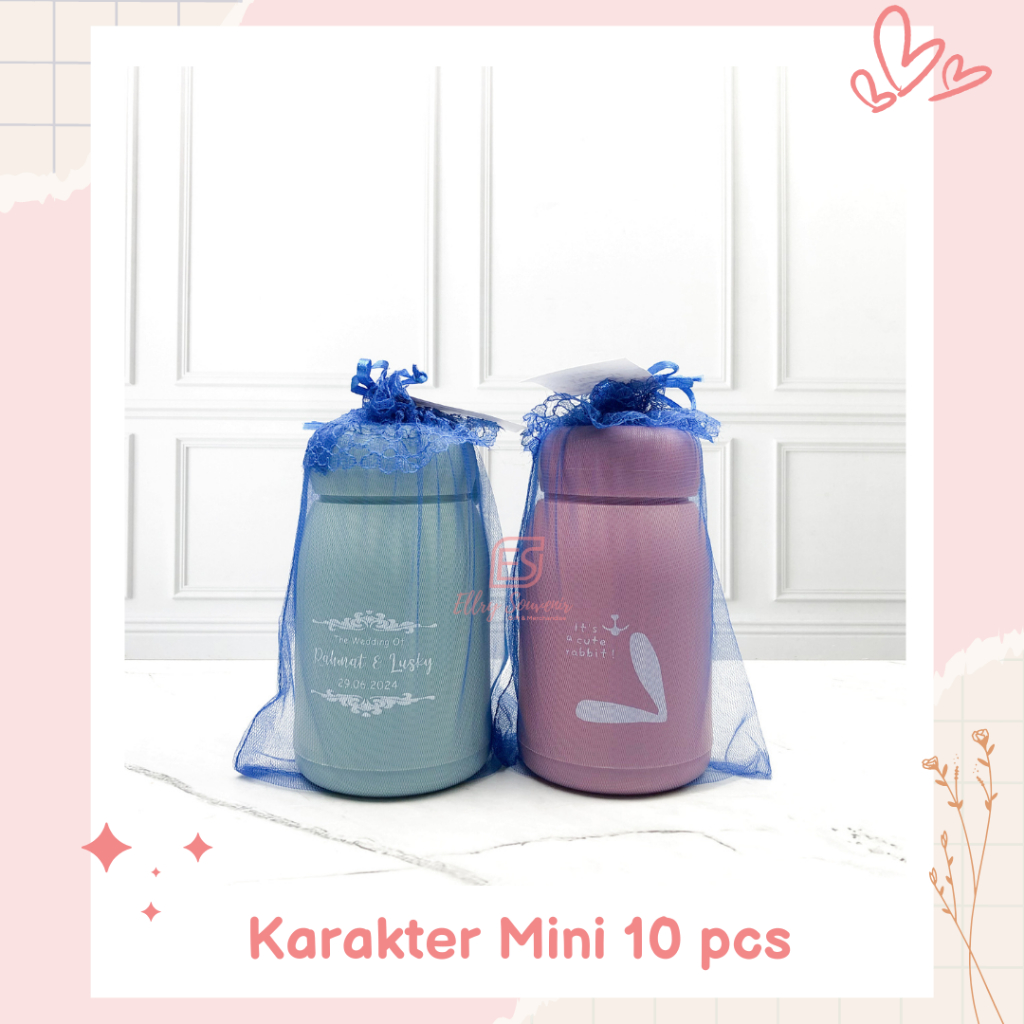 Jual ( Isi 10 pcs ) Souvenir Botol Kaca Karakter Mini Kemas Mika/ Tile ...