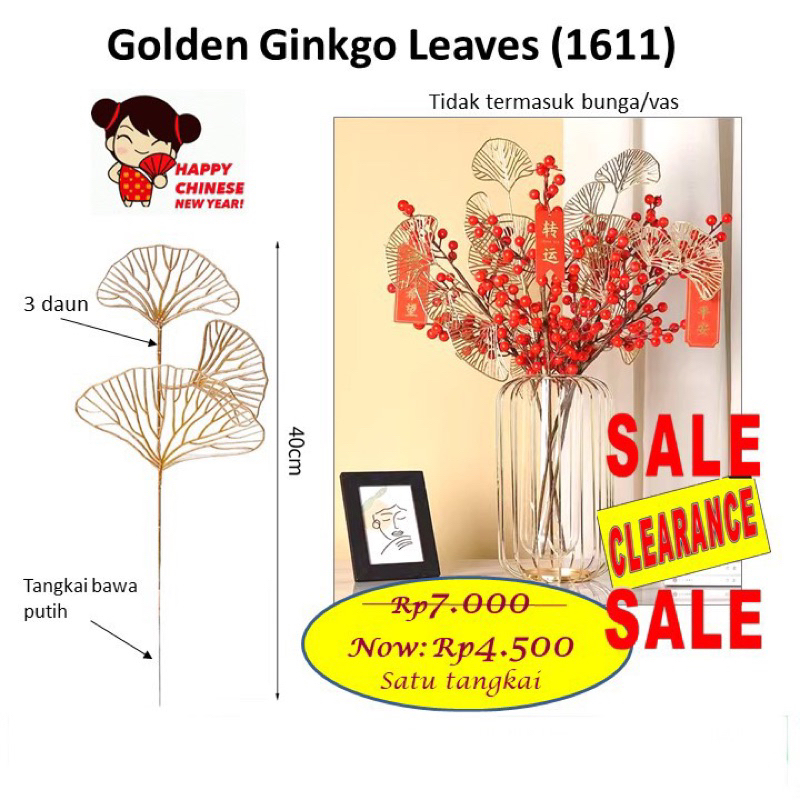 Jual Golden Ginko Leaves 1611 Daun Ginko Palsu Daun Ginko Emas Untuk ...